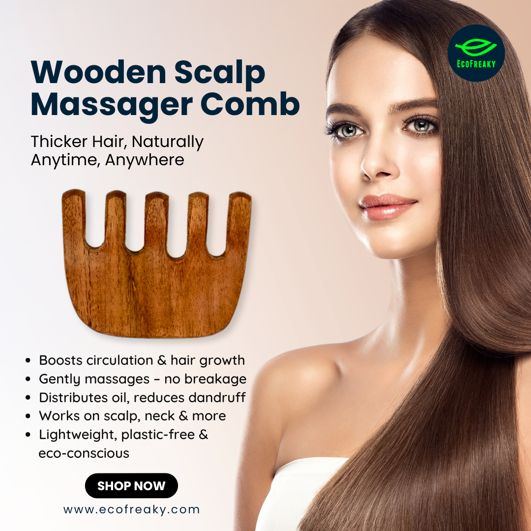 EcoFreaky Wooden Scalp Massager Comb for Hair Growth