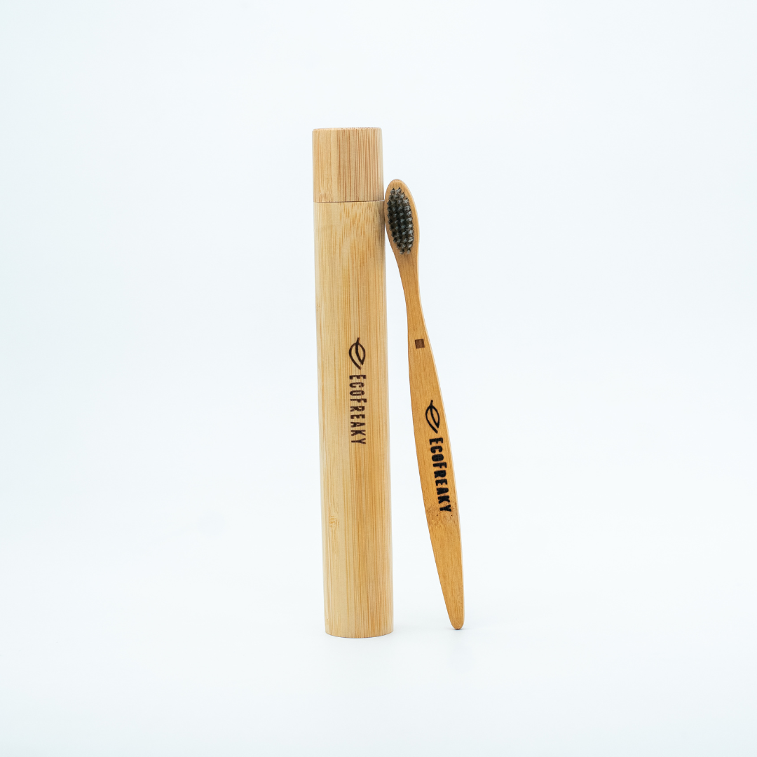 Ecofreaky Bamboo Toothbrush with Travel Tube – Natural & Compostable ...