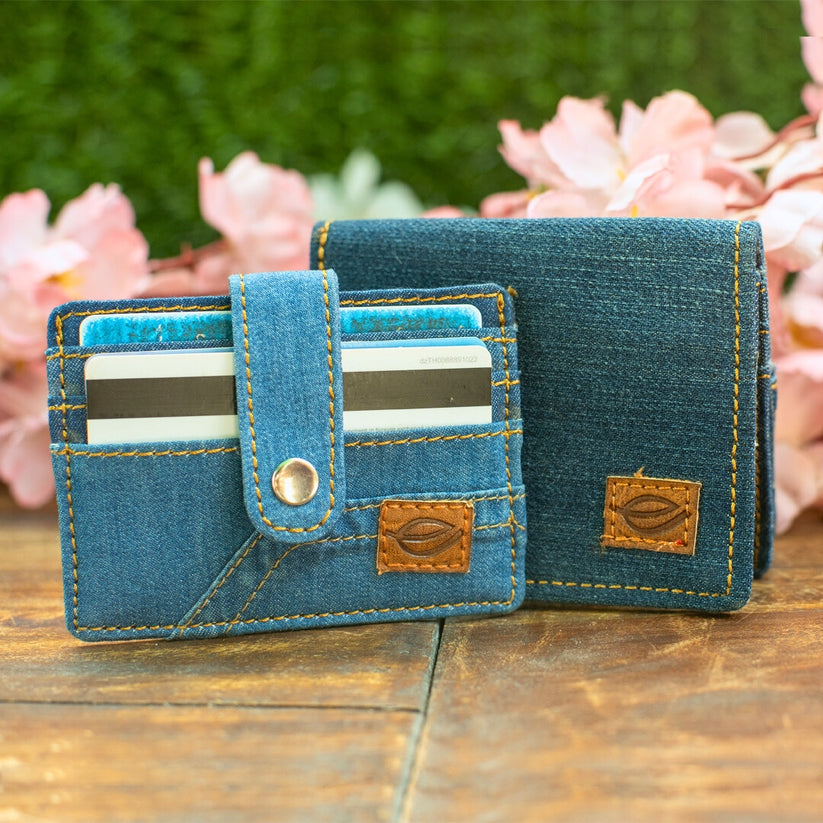 EcoFreaky Minimalist Vegan Denim Wallet | Unisex | FREE CARD HOLDER