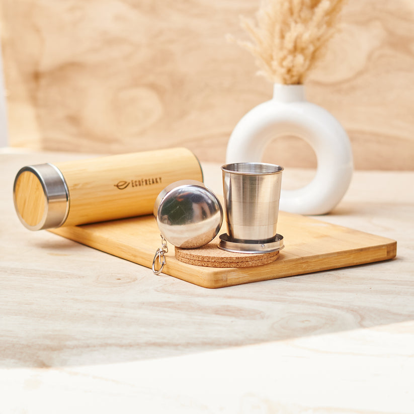 EcoFreaky's Bamboo Bottle | With a Tea Filter get free Foldable Steel