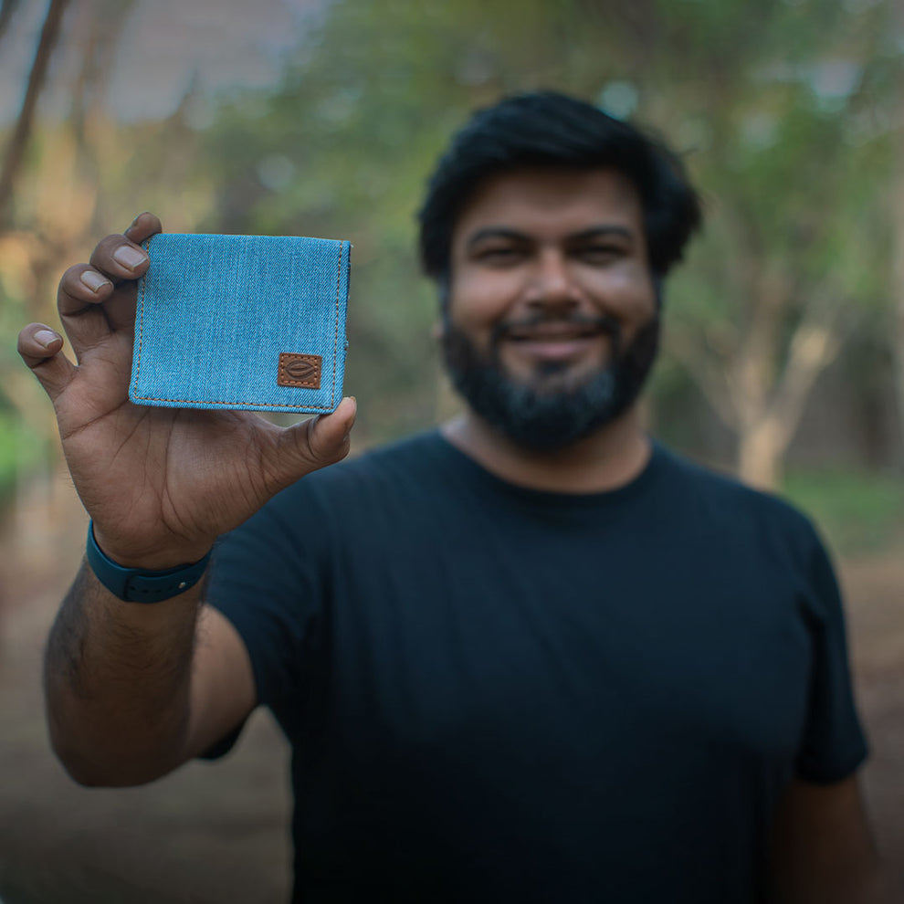 EcoFreaky Minimalist Vegan Denim Wallet | Unisex | FREE CARD HOLDER